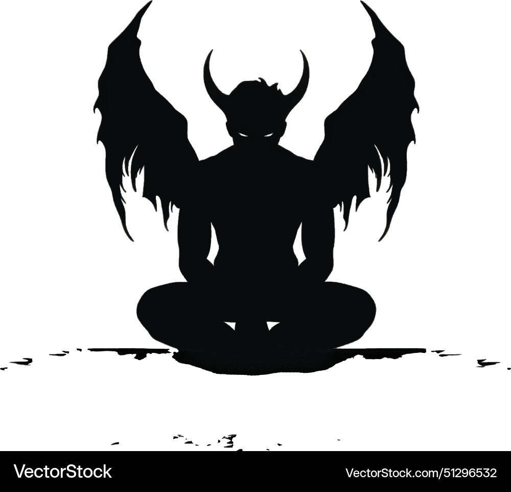 Black silhouette tattoo of a devil demon on white Vector Image