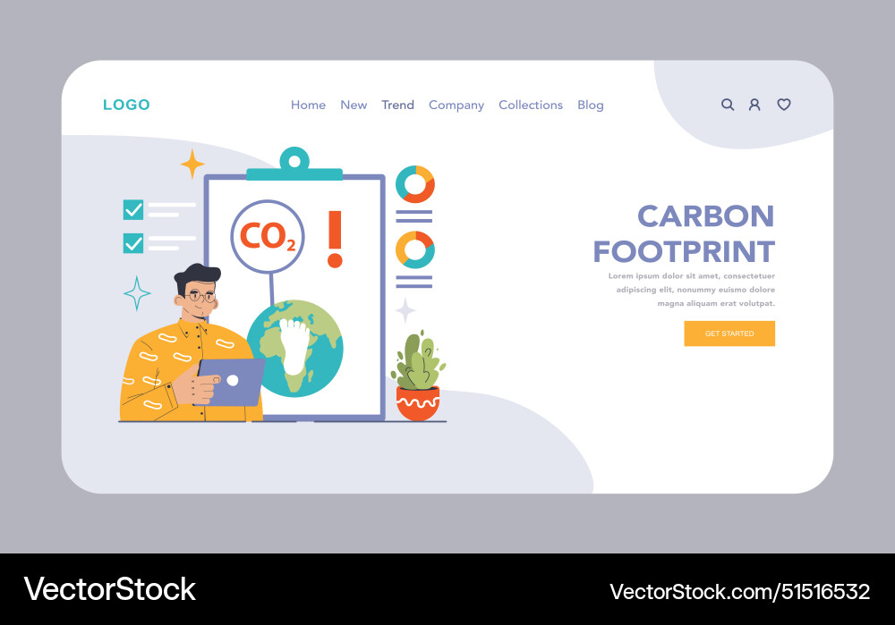 Carbon footprint awareness web or landing analyst Vector Image