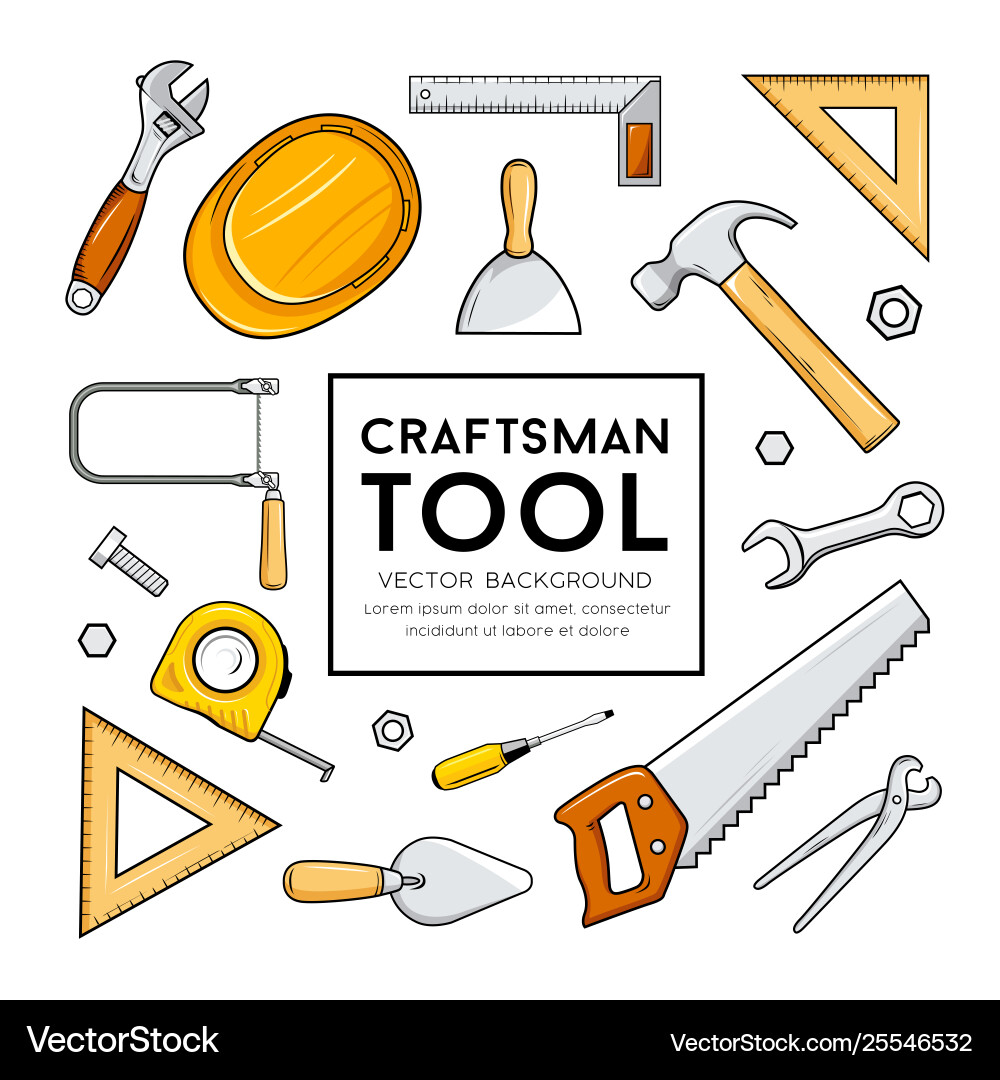 Craftsman tool collection isolated design Vector Image