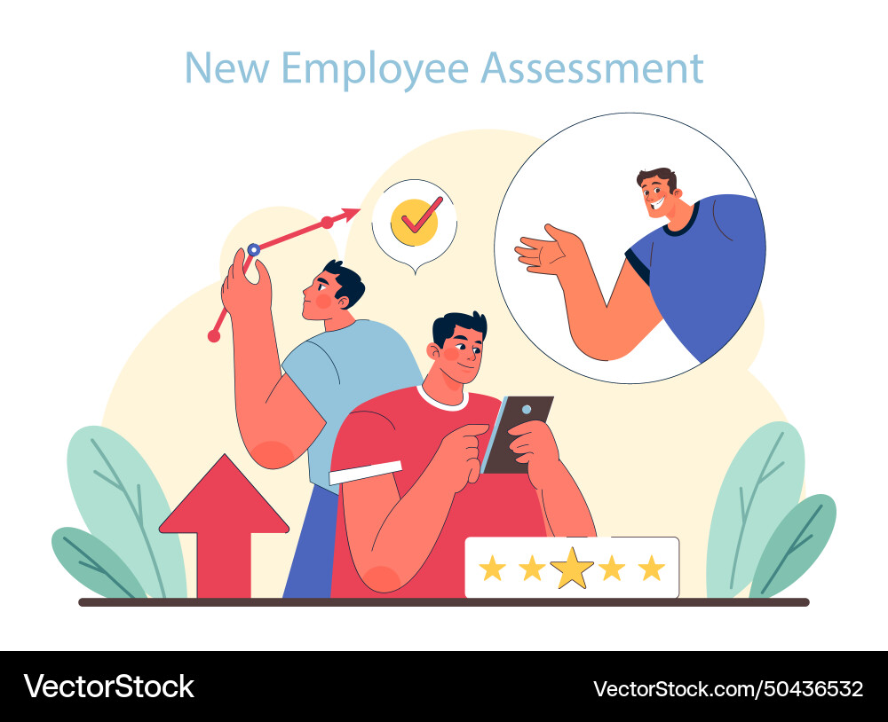 New employee assessment concept evaluating Vector Image