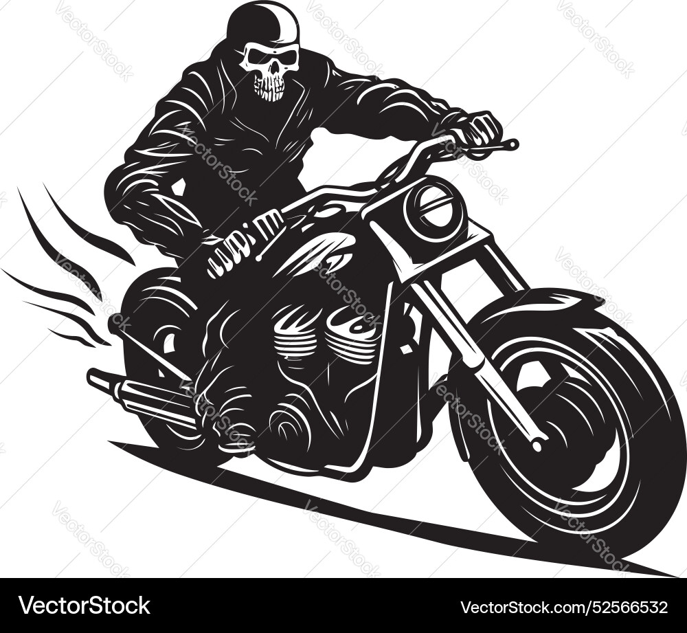 Phantom fury motorcycle skeleton in dark emblem Vector Image