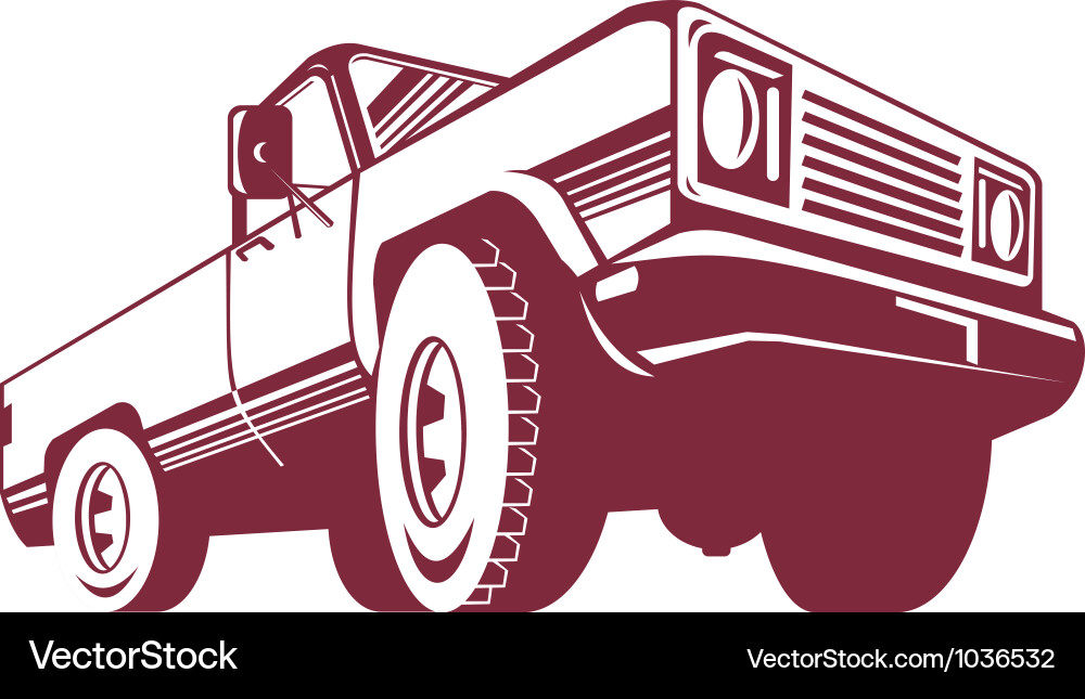 Pickup truck rear retro Royalty Free Vector Image