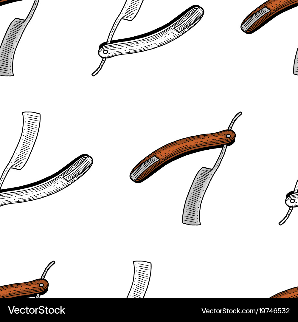 Seamless pattern straight razor for shaving Vector Image