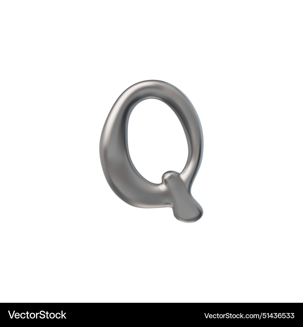 3d glossy silver letter q with liquid metal Vector Image