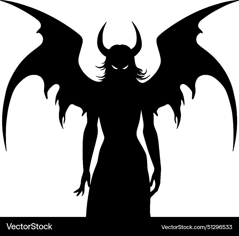 Black silhouette tattoo of a devil demon on white Vector Image