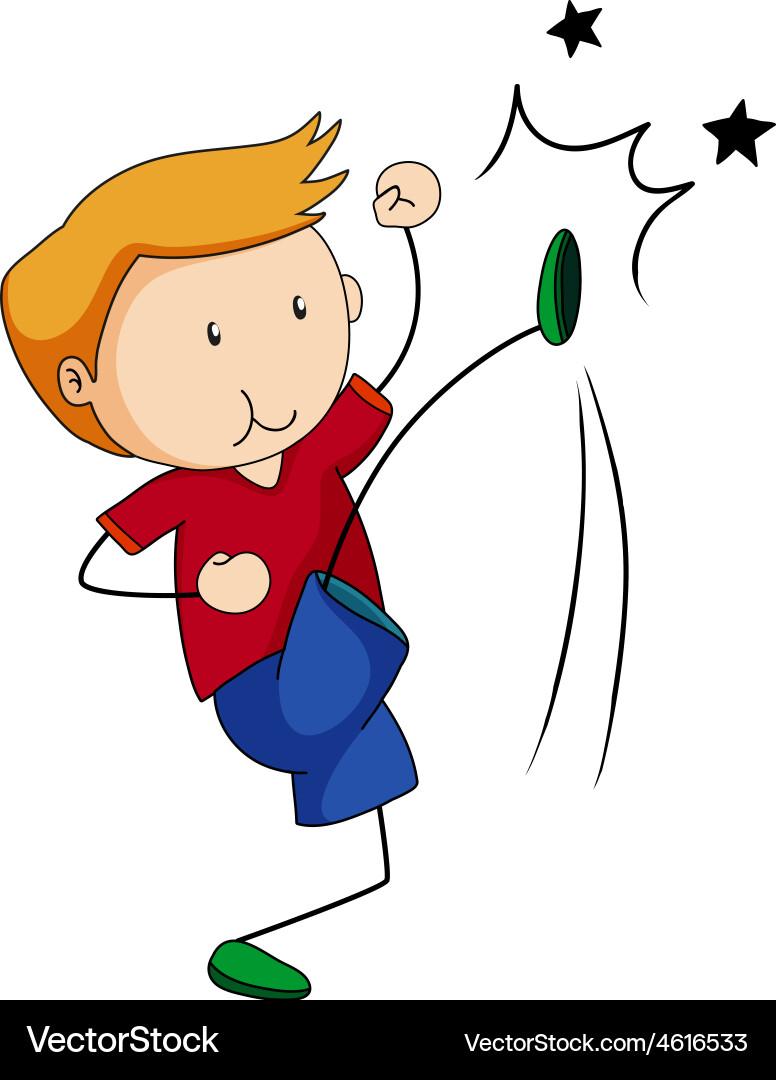 Boy kicking Royalty Free Vector Image - VectorStock