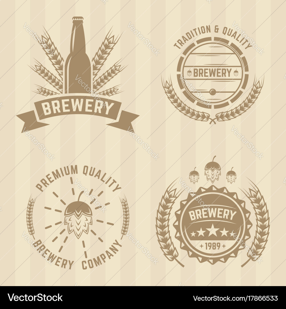 Brewery set of colord labels Royalty Free Vector Image