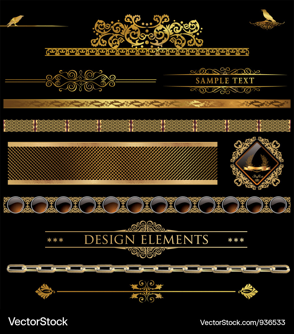 Design golden elements Royalty Free Vector Image