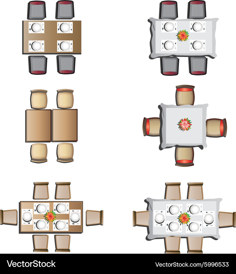 Dining furniture top view set 1 Royalty Free Vector Image