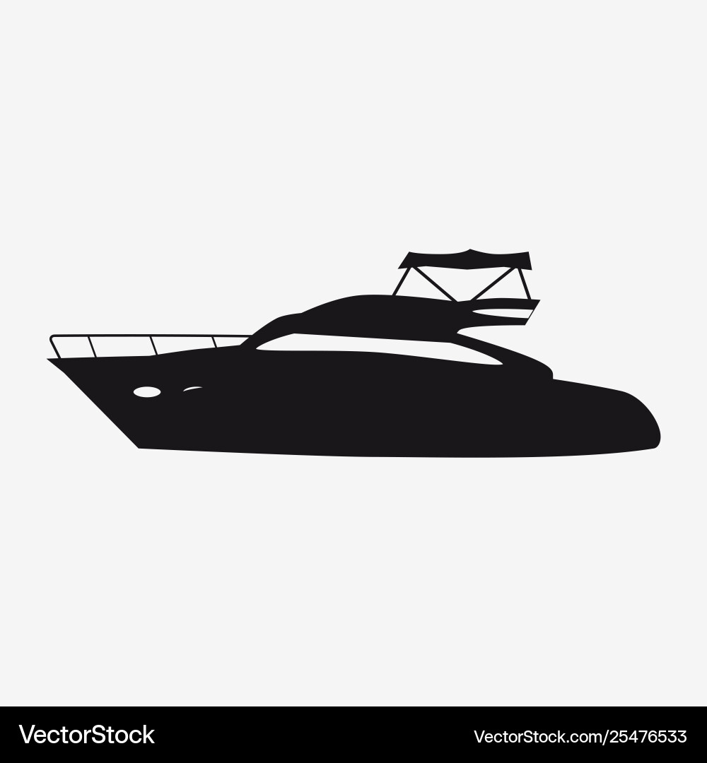Icon speed boat side view silhouette Royalty Free Vector