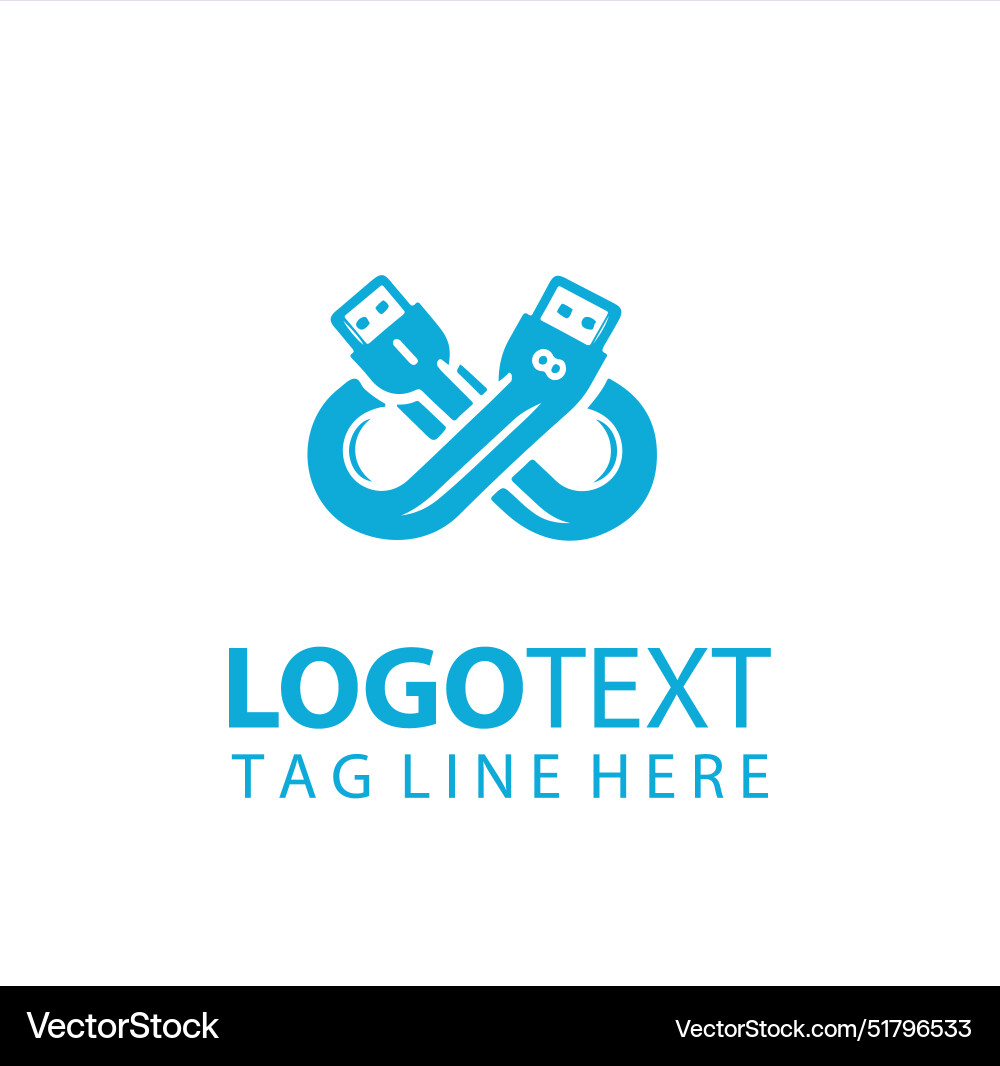 Infinity usb plug logo Royalty Free Vector Image