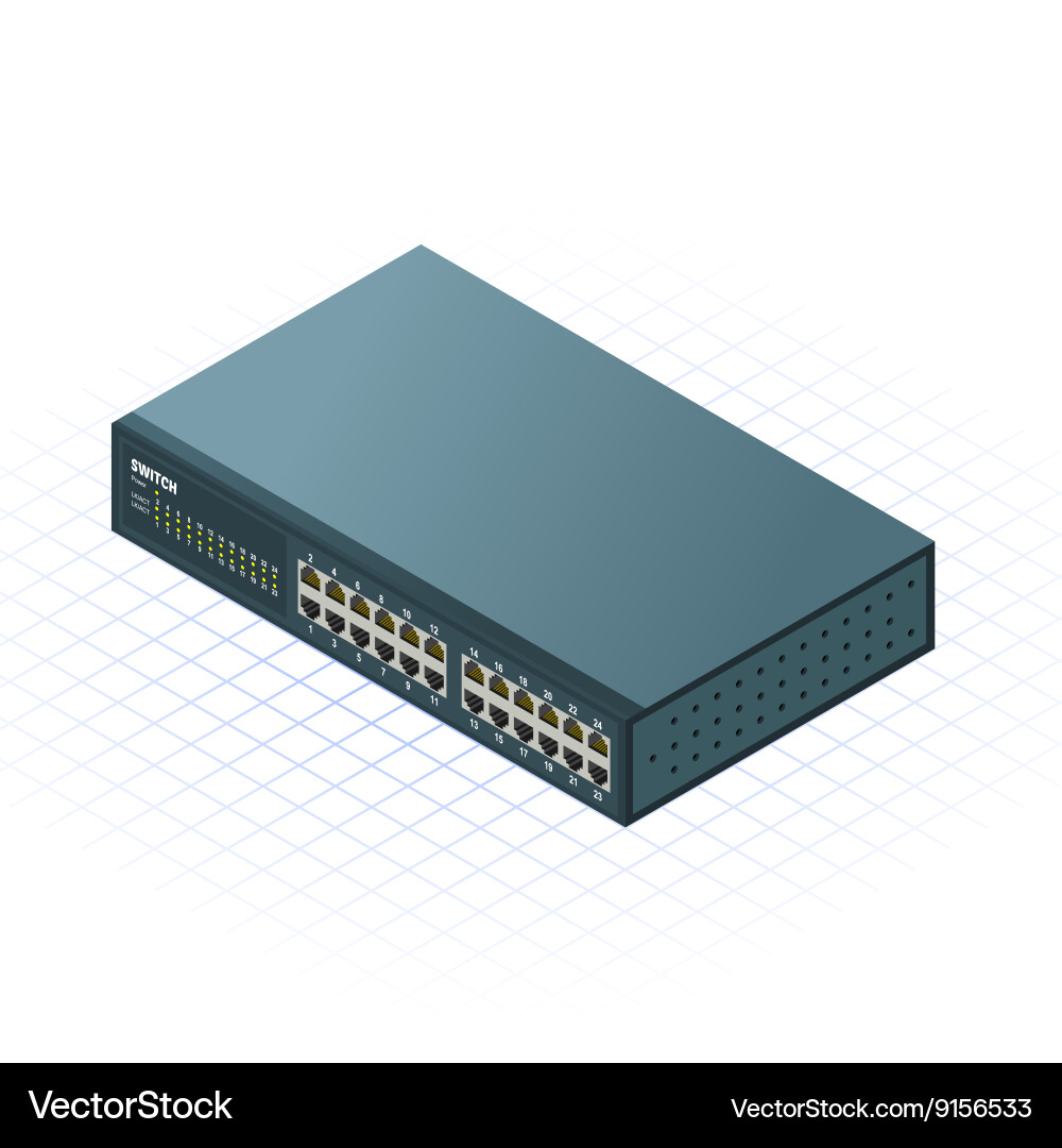 Isometric Network Switch Diagram Royalty Free Vector Image