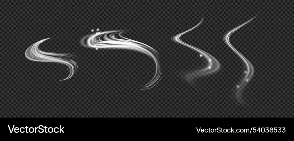 Luminous white lines of speed wind effect Vector Image