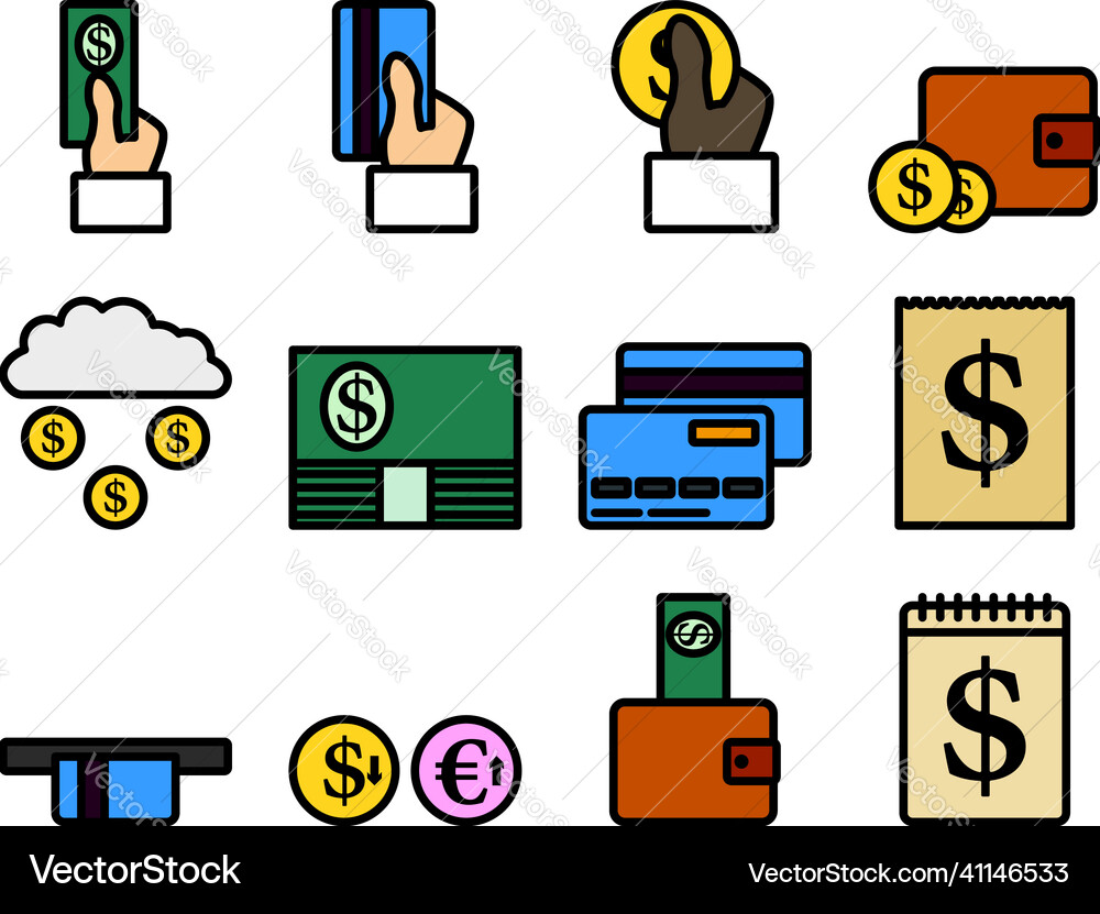 Money icon set Royalty Free Vector Image - VectorStock