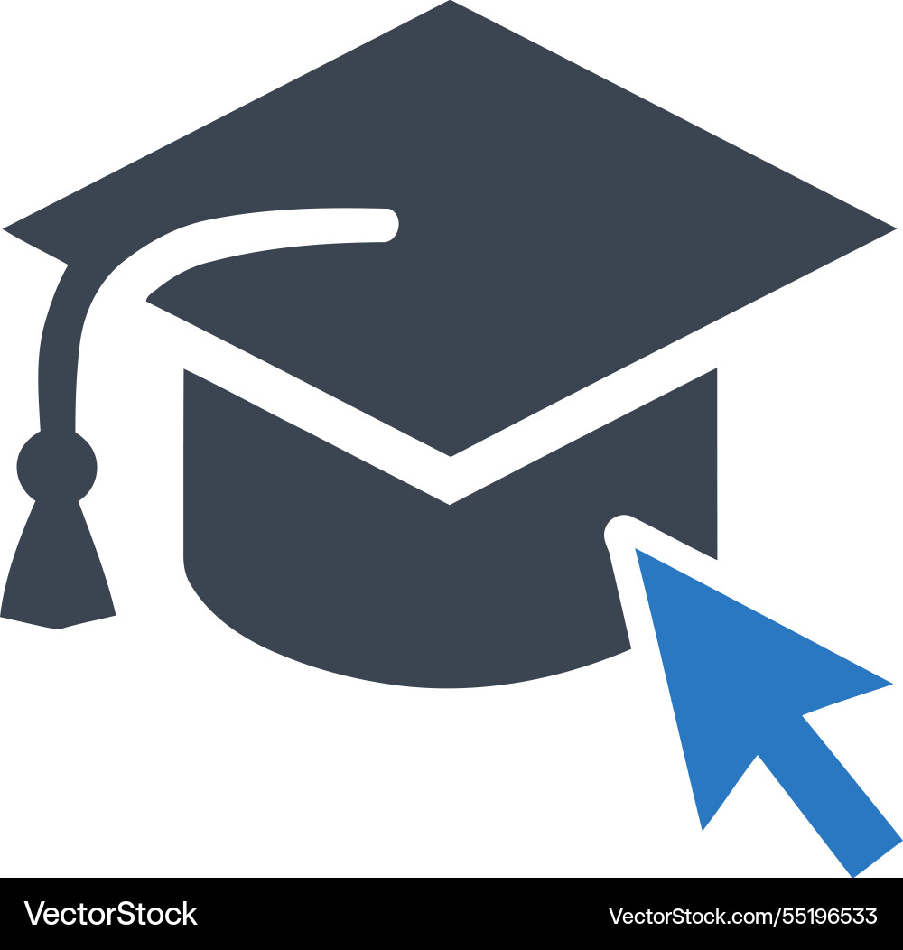 Online graduation hat icon Royalty Free Vector Image