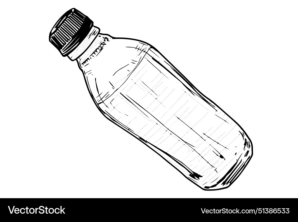 Plastic bottle with mineral water doodle engraved Vector Image