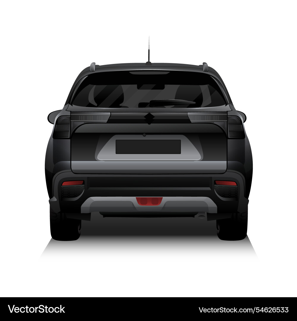 Realistic black car art back side view clipart Vector Image