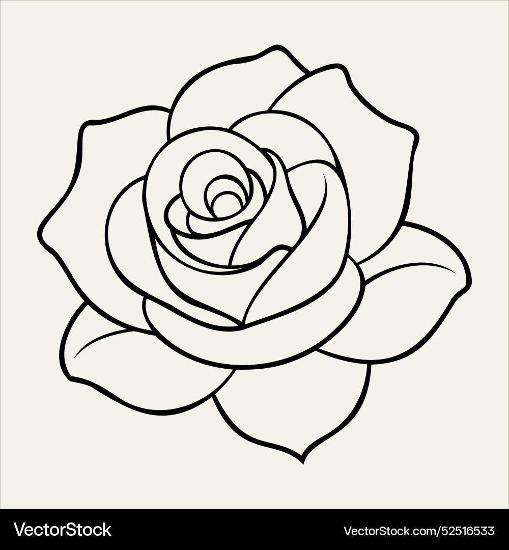 Rose flower line art 002 Royalty Free Vector Image