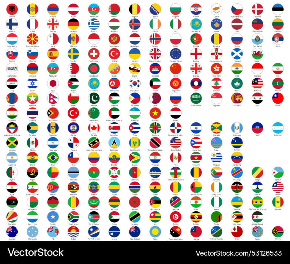 Round National Flag Icons Royalty Free Vector Image