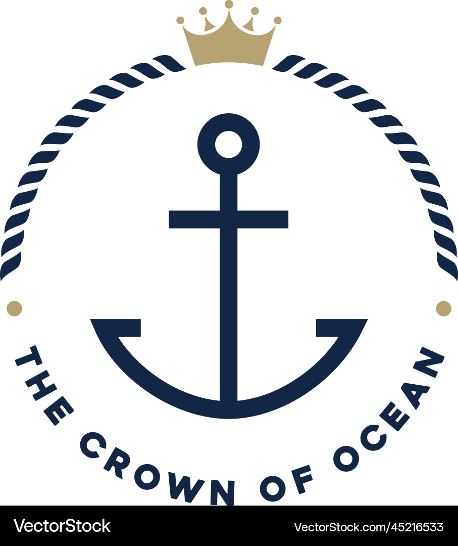 Royal Anchor Crown Logo Royalty Free Vector Image