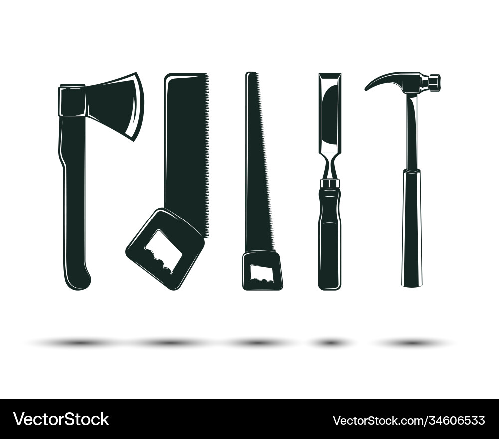 Woodworking tools set Royalty Free Vector Image