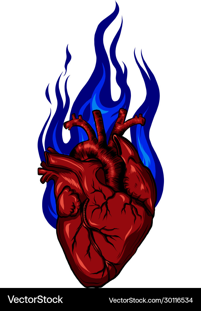 Blue Flame Heart Tattoos