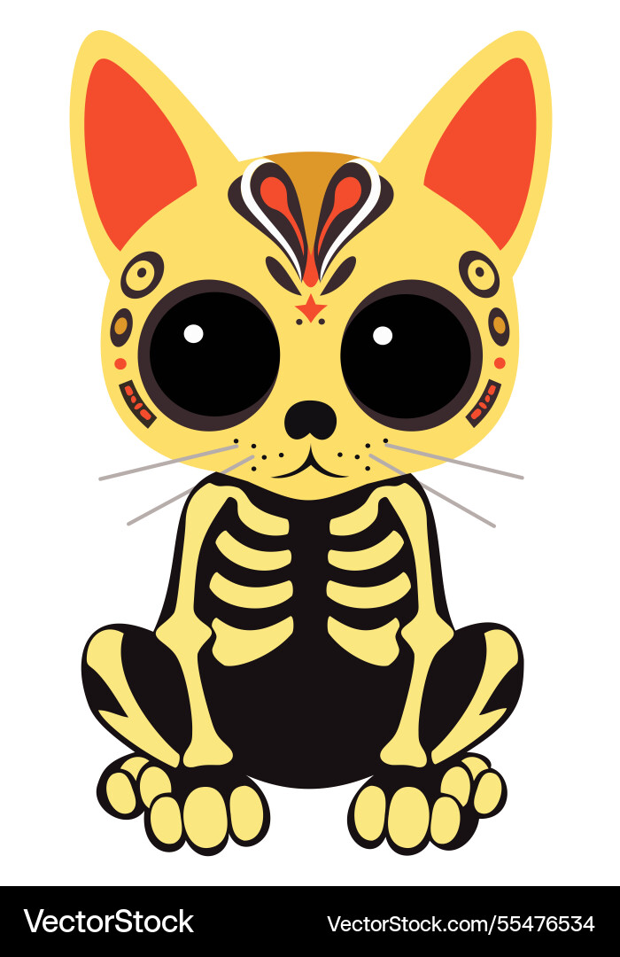 Cats skeleton day of the dead decorative – Free Vector | VectorStock