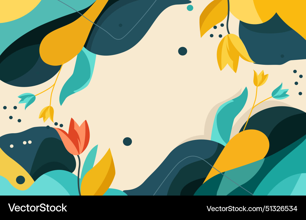 Cool fluid frame background with flower leaves Vector Image