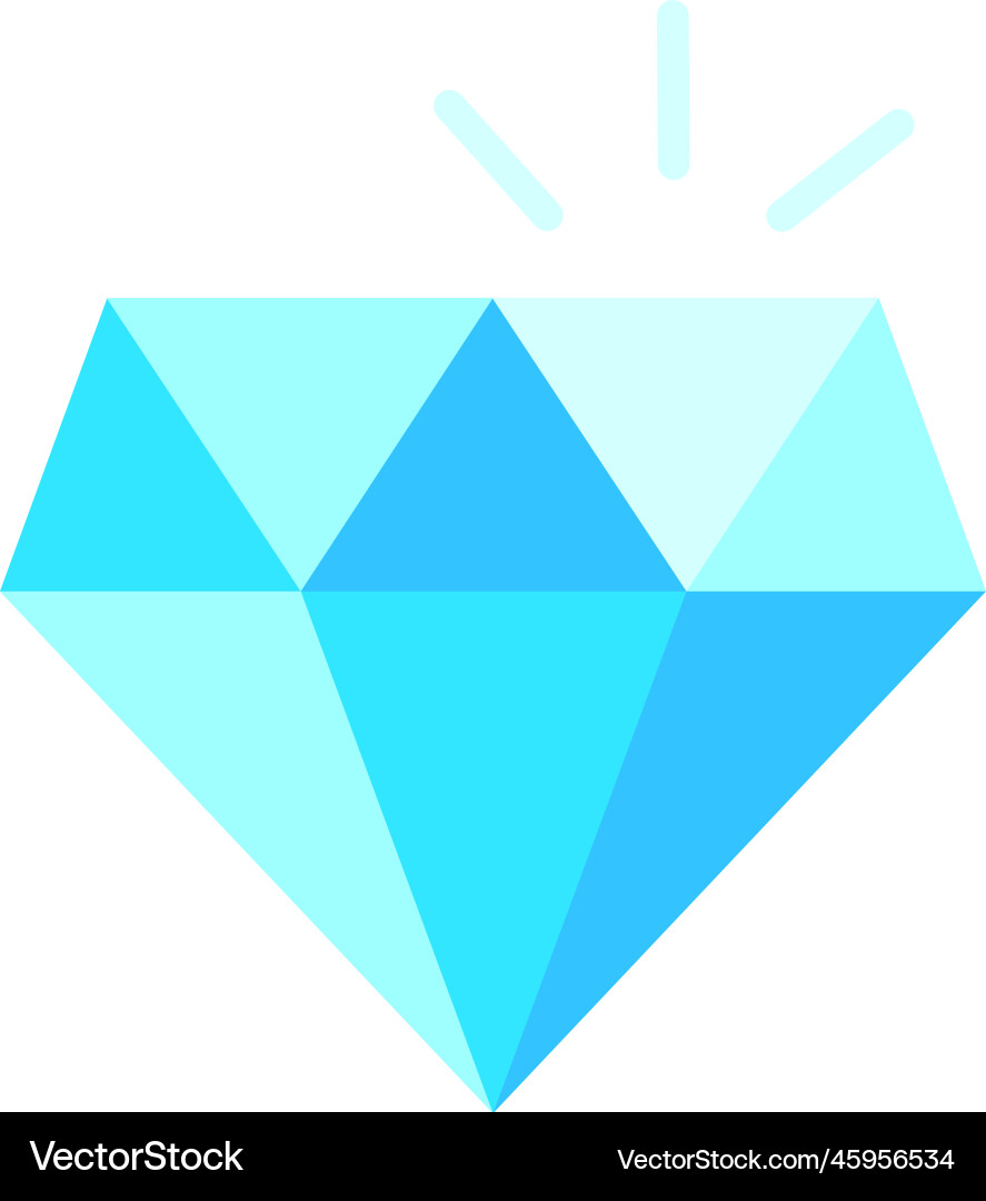 Diamond icon blue gem shining precious jewel Vector Image