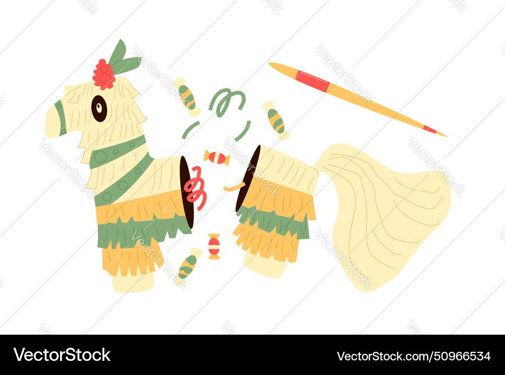 Pinana broken isolation on white background horse Vector Image