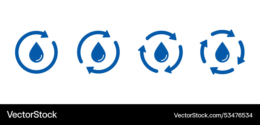 Recycle water icon or drop with arrows Royalty Free Vector