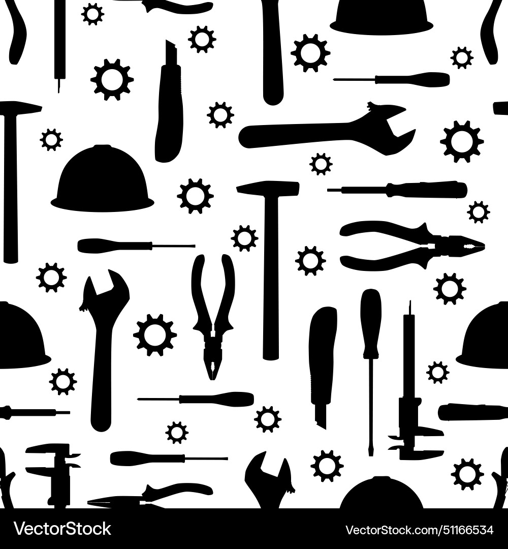 Work hand tools silhouettes seamless pattern Vector Image