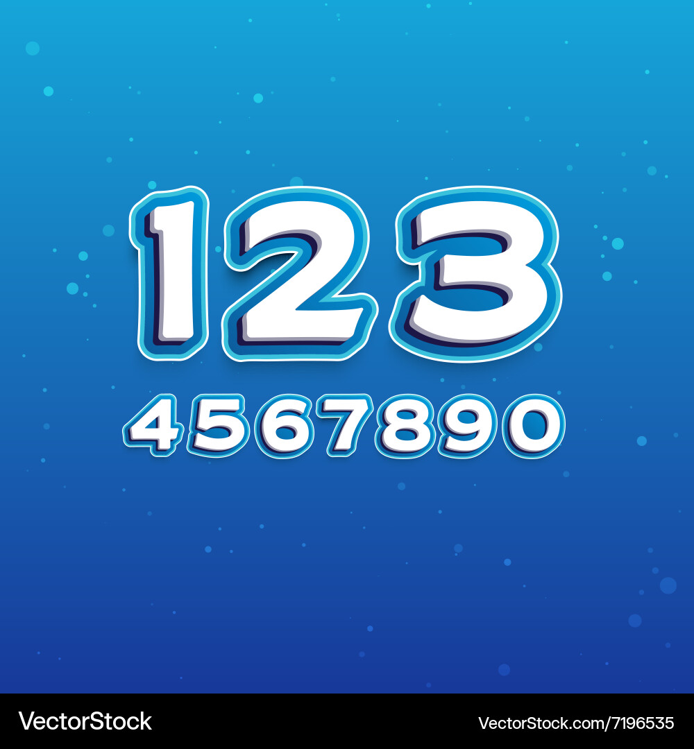 3d font in cartoon style with numbers Royalty Free Vector