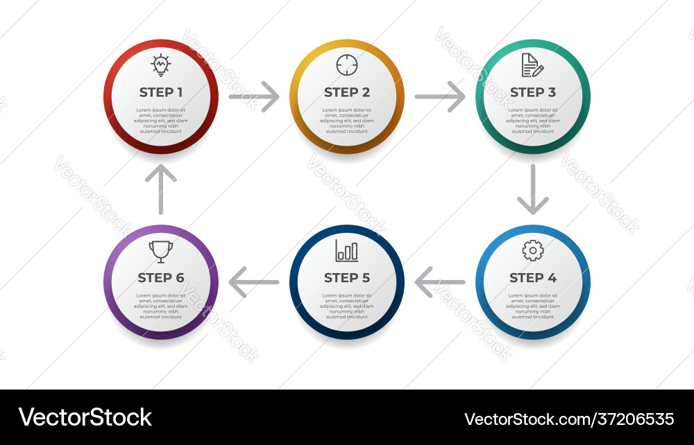 6 looping points steps diagram layout business Vector Image