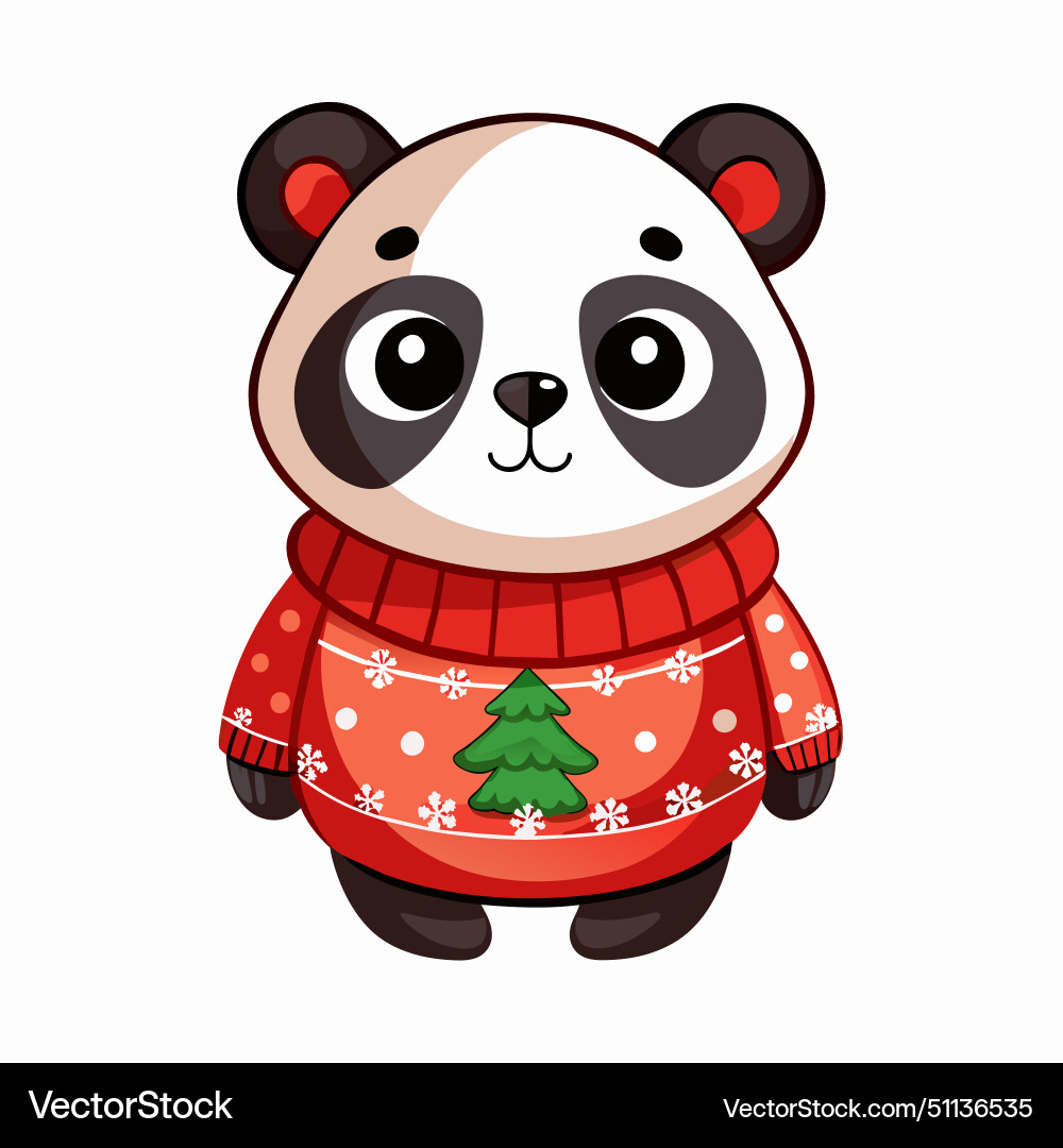 A cartoon panda wearing red sweater Royalty Free Vector