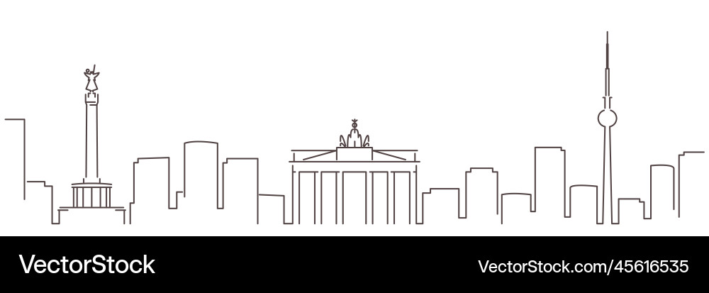 Berlin dark line simple minimalist skyline Vector Image
