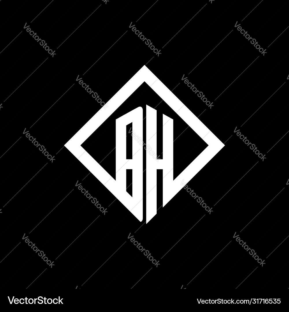 Bh logo monogram with square rotate style design Vector Image