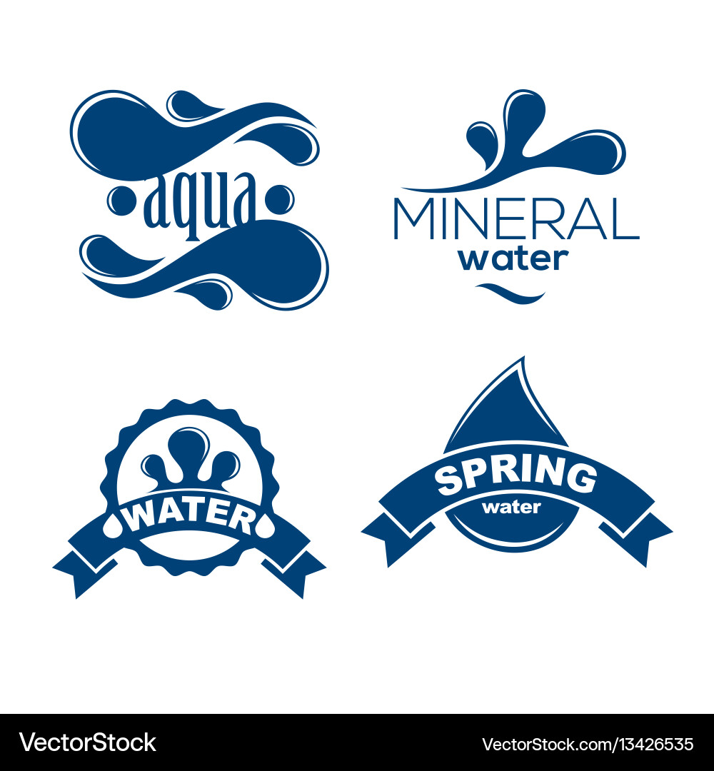 Blue logos set label for mineral water aqua Vector Image