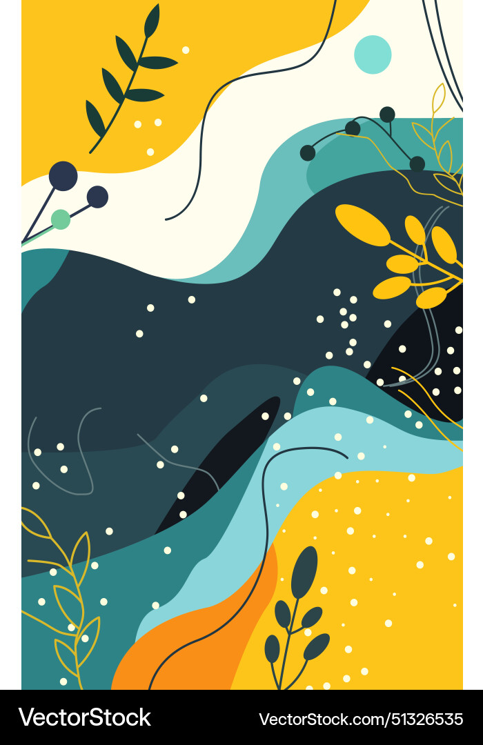 Cool fluid frame background with flower leaves Vector Image