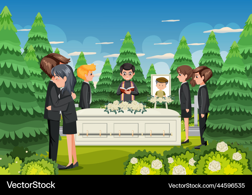 Funeral ceremony in christian religion Royalty Free Vector