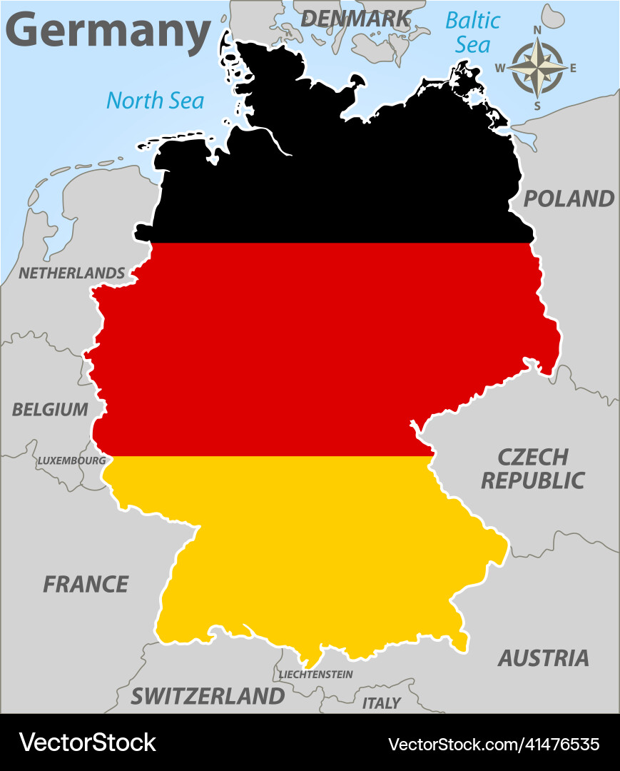 Map of germany with flag Royalty Free Vector Image