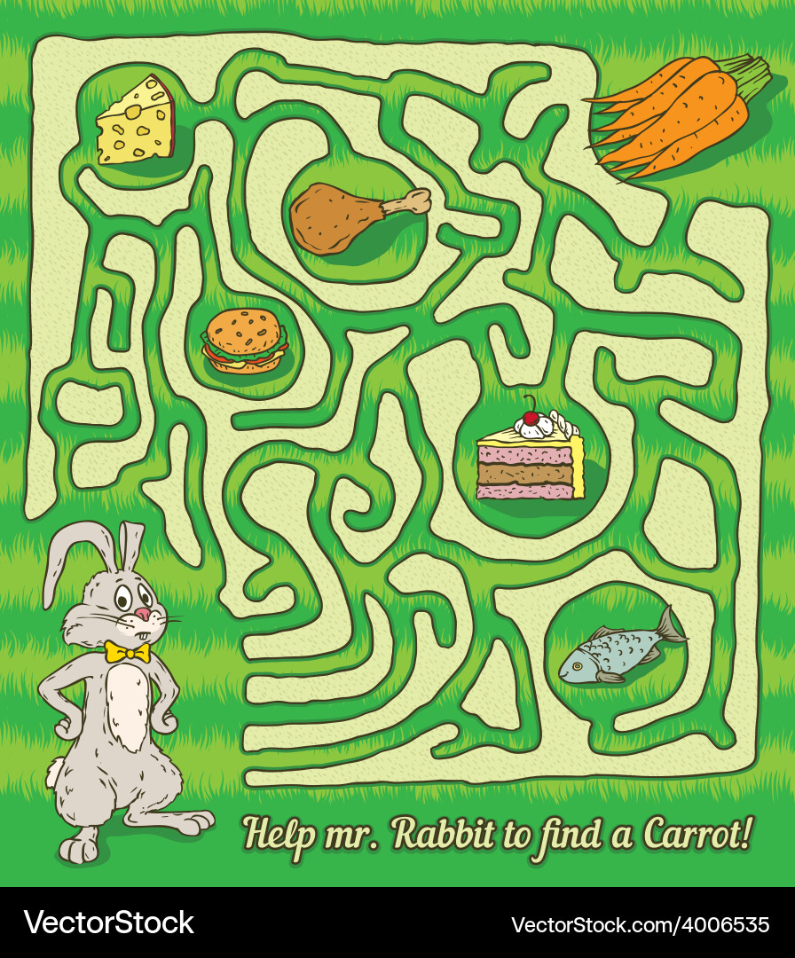 Rabbit maze game Royalty Free Vector Image - VectorStock