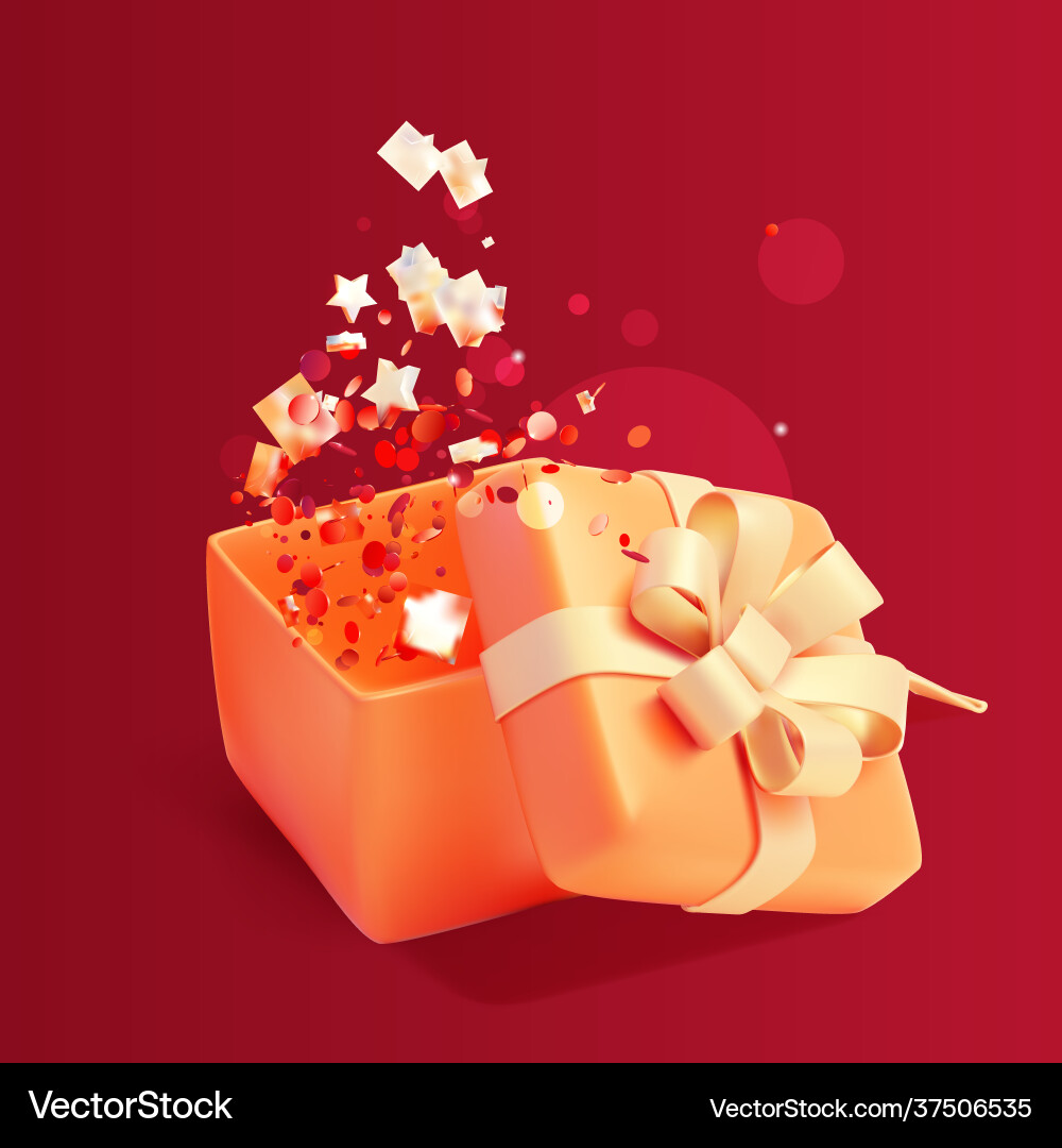 Realistic detailed 3d open gift box Royalty Free Vector