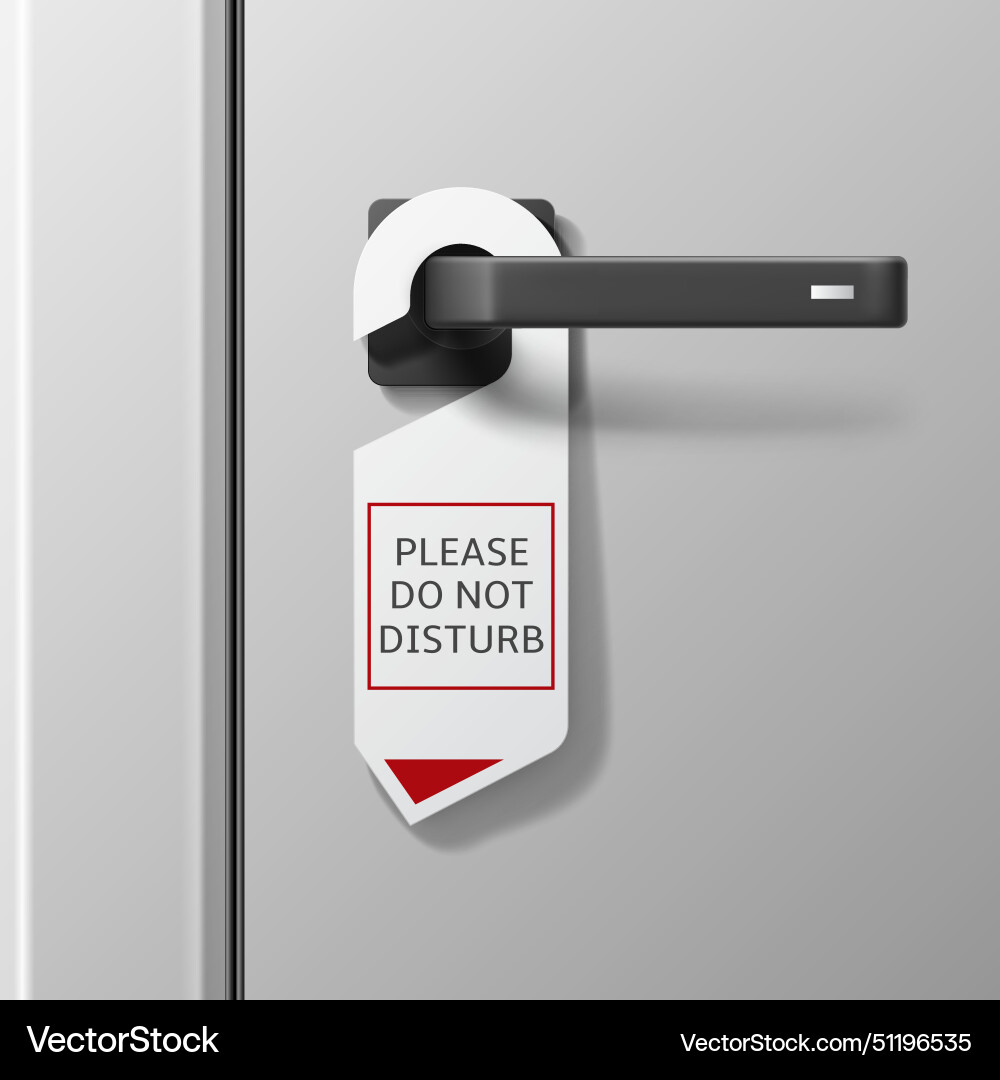 Realistic door handle hanger hotel cardboard Vector Image