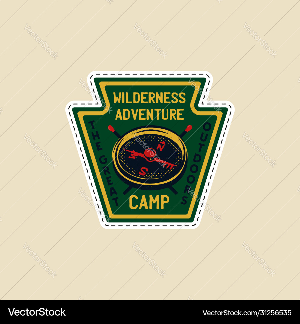 Vintage Camp Patch - Mountain & Wildlife Vector Image