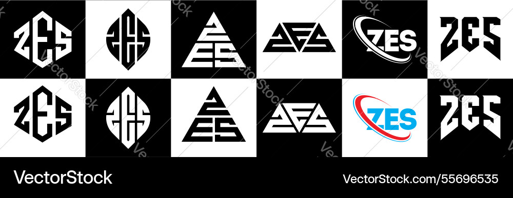 Zes letter logo design in six style polygon Vector Image