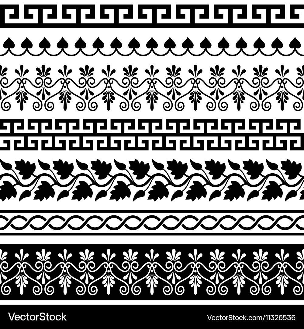 Ancient greek pattern - seamless set of designs Vector Image
