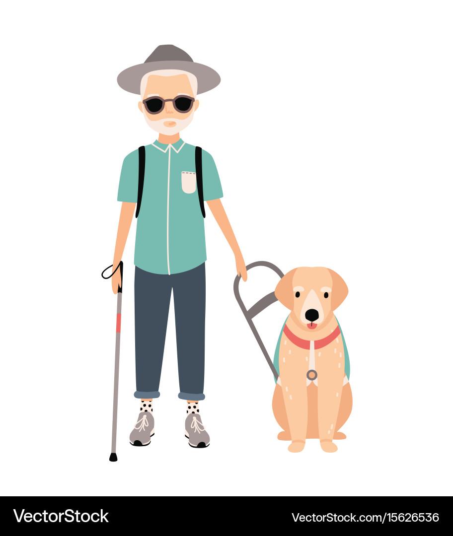 Blind man colorful image featuring visually Vector Image