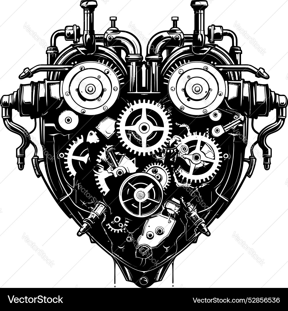 Brass bond steampunk heart icon gear powered Vector Image