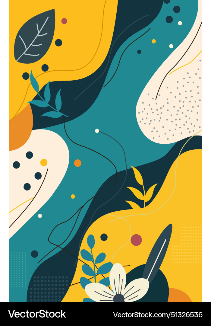 Cool fluid frame background with flower leaves Vector Image